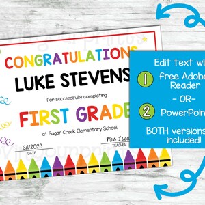 Editable First Grade Certificates, First Grade Graduation, First Grade ...