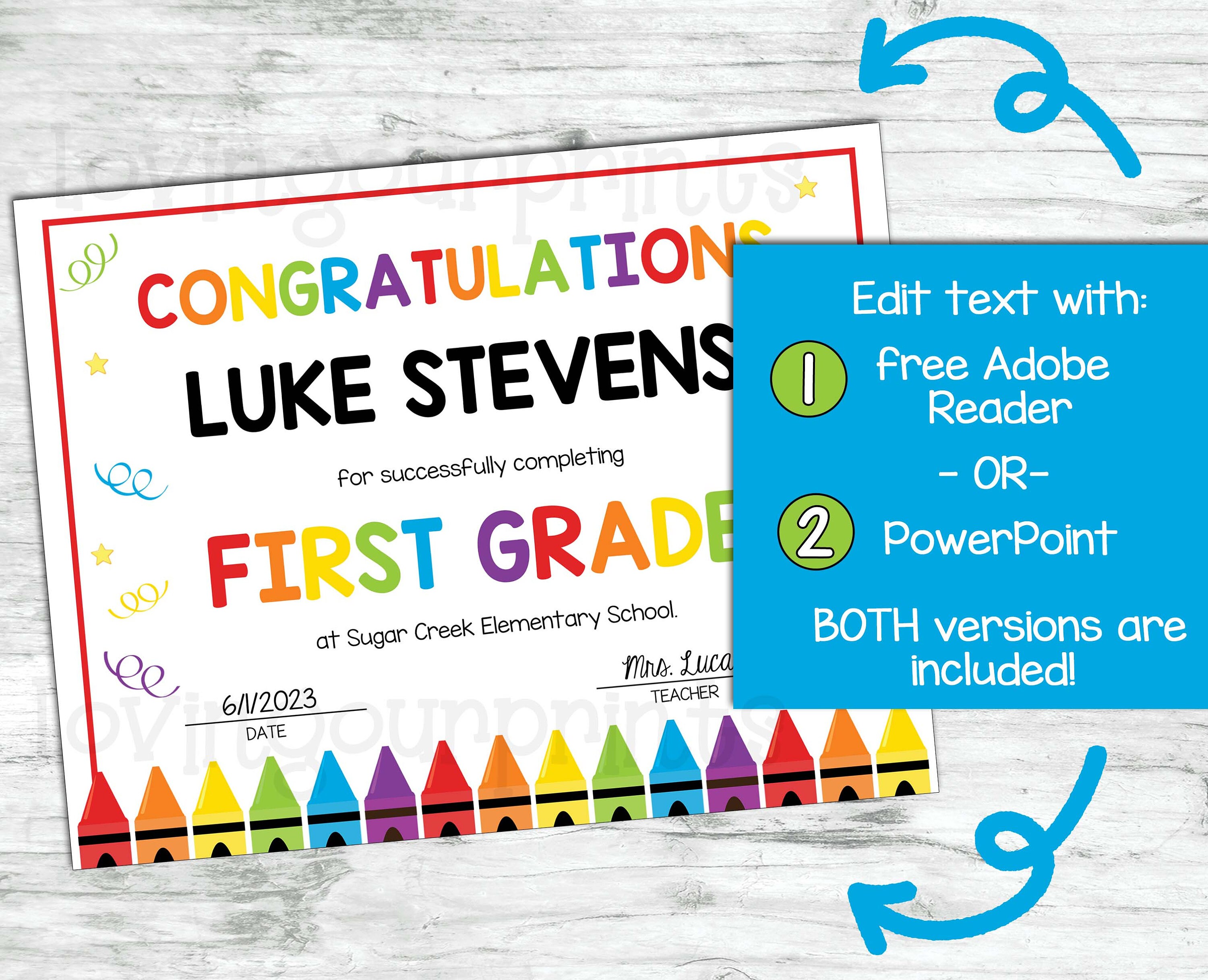 Editable First Grade Certificates, First Grade Graduation, First Grade ...