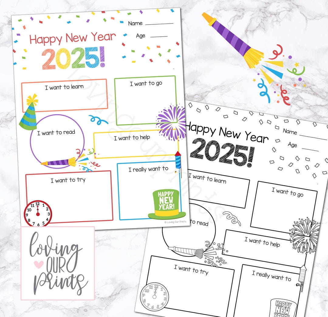 New Years Worksheet, New Years Resolution Worksheet, New Years ...