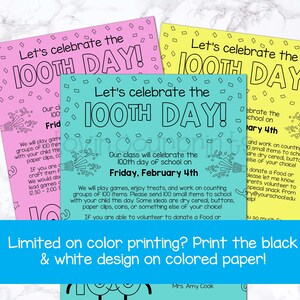Editable 100th Day of School Flyer, 100th Day of School Parent Letter ...