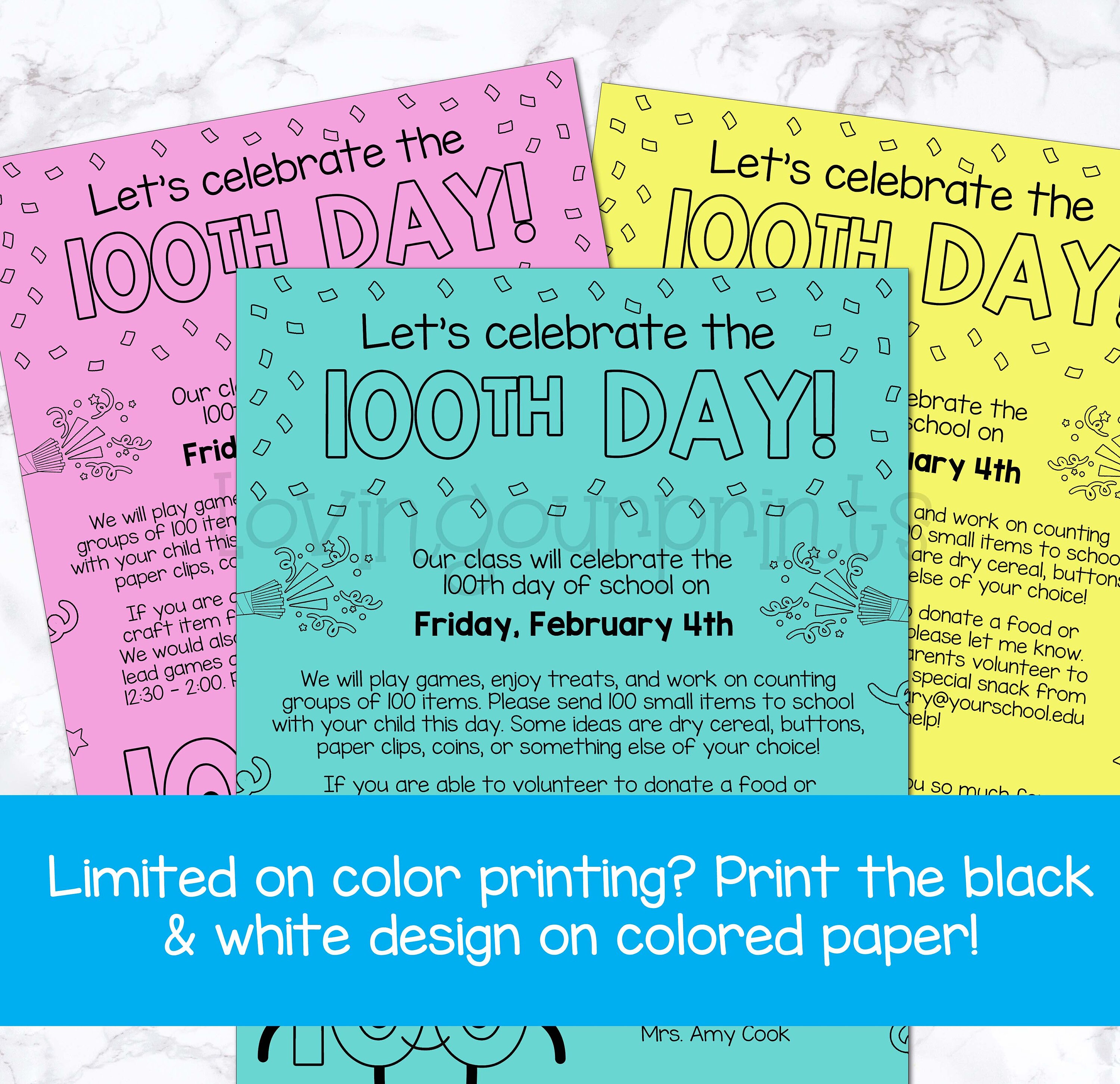 Editable 100th Day of School Flyer, 100th Day of School Parent Letter ...