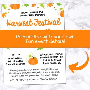 Editable Fall Festival Flyer, Fall Festival Invite, Fall Festival Flyer ...
