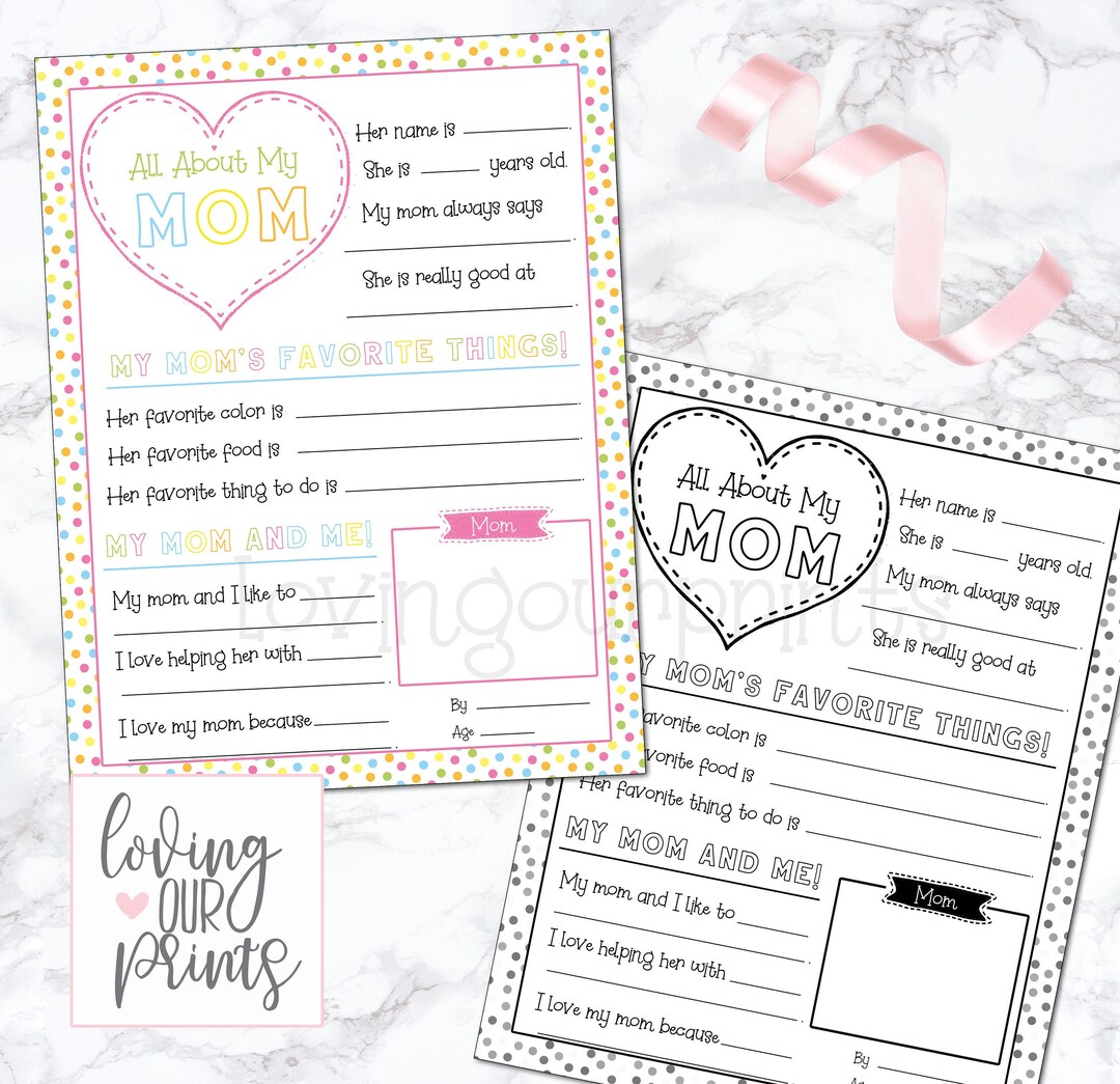 Mothers Day Fill In, Mothers Day Gift, Mothers Day Printable, Mothers ...