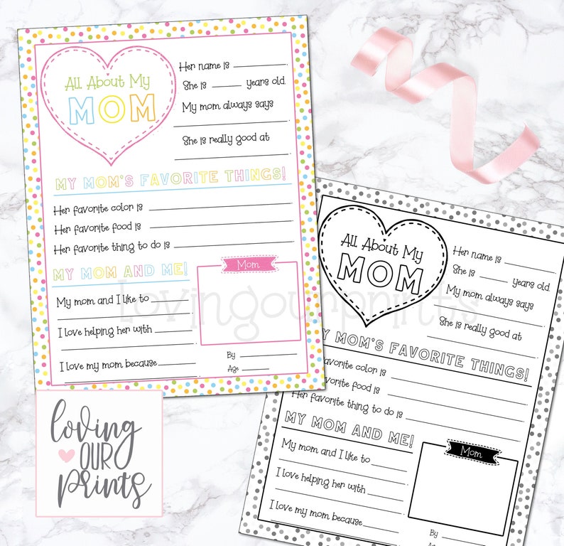 Mothers Day Fill In, Mothers Day Gift, Mothers Day Printable, Mothers ...