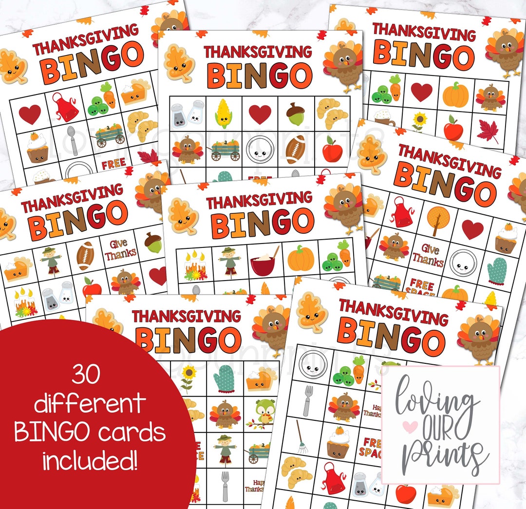 Thanksgiving Bingo, Thanksgiving Bingo Cards, Thanksgiving Bingo for ...