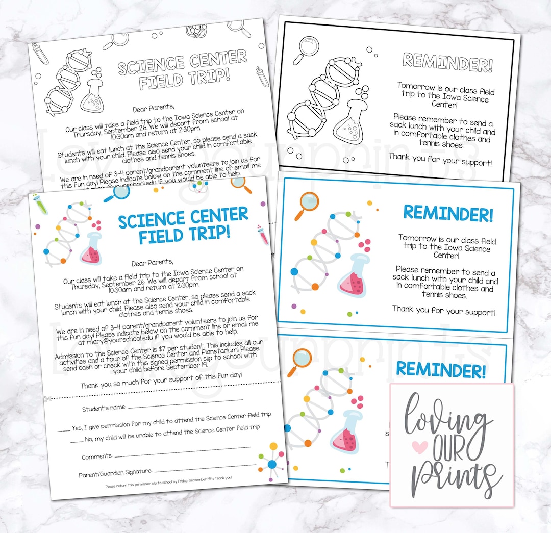 Science Center Field Trip, Editable Science Field Trip Form, Editable ...