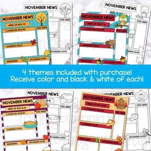 Editable November Newsletter Template, Editable Teacher Newsletter ...