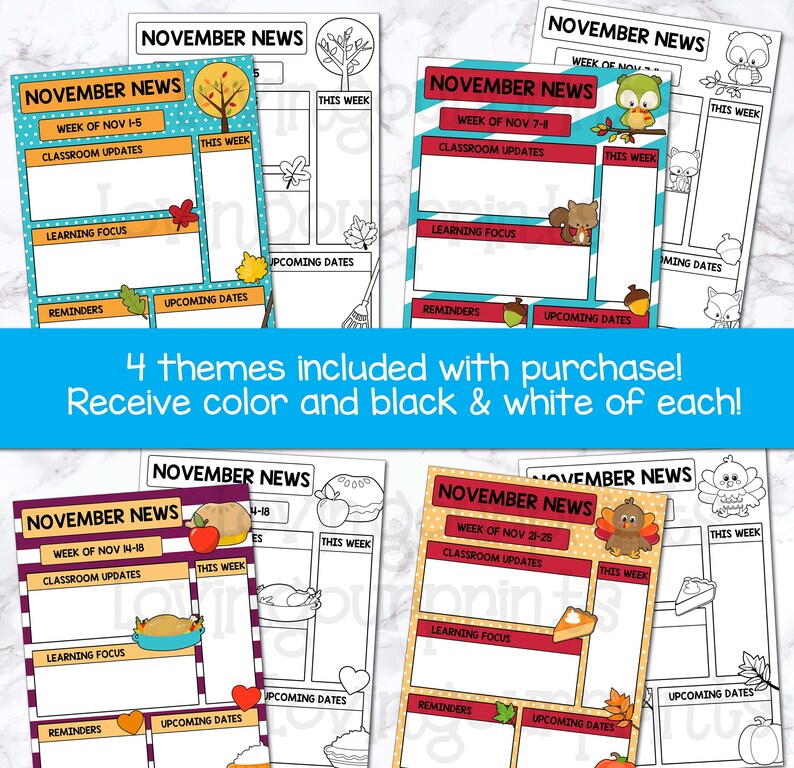 Editable November Newsletter Template Editable Teacher - Etsy