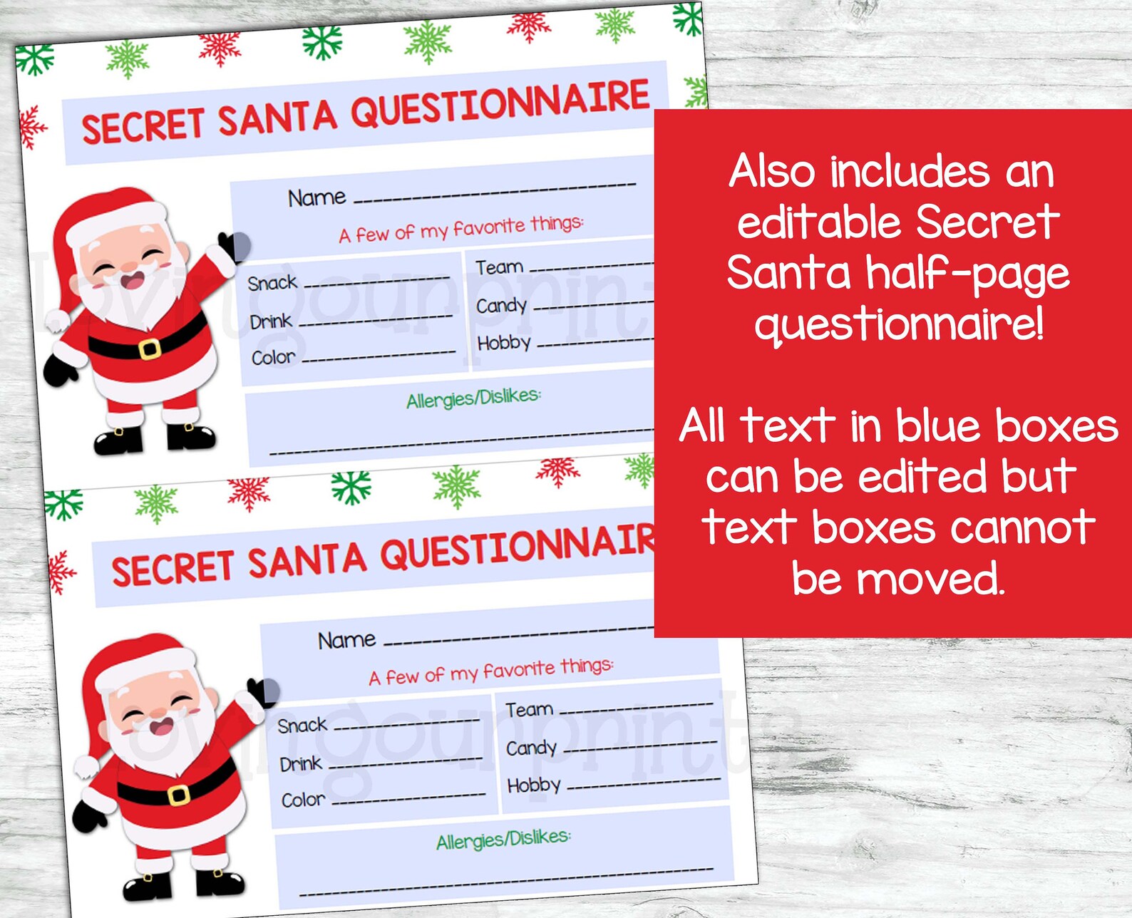 Secret Santa Gift Exchange, Secret Santa Gift Exchange Questionnaire ...