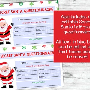 Secret Santa Gift Exchange, Secret Santa Gift Exchange Questionnaire ...