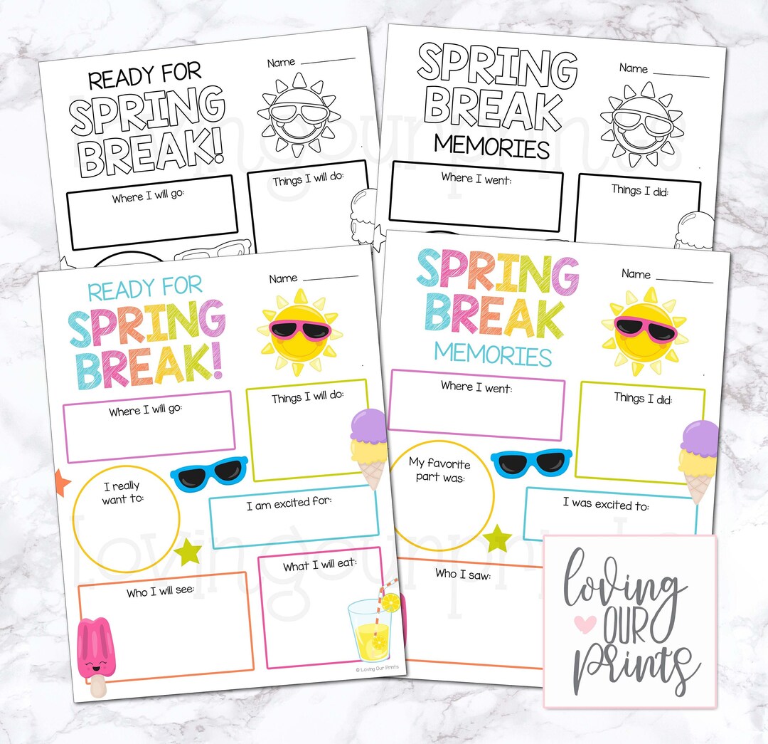 Spring Break Worksheets, Return From Spring Break Worksheets, Before ...