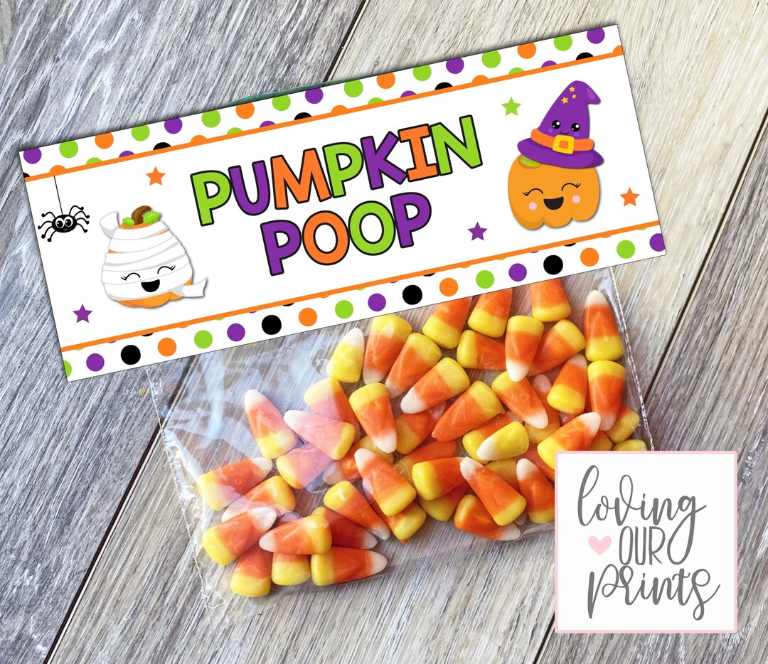 Editable Pumpkin Poop Halloween Bag Toppers, Halloween Pumpkin Poop Bag ...