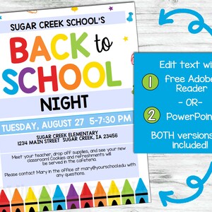 Back to School Night Flyer, Editable Back to School Night Template ...