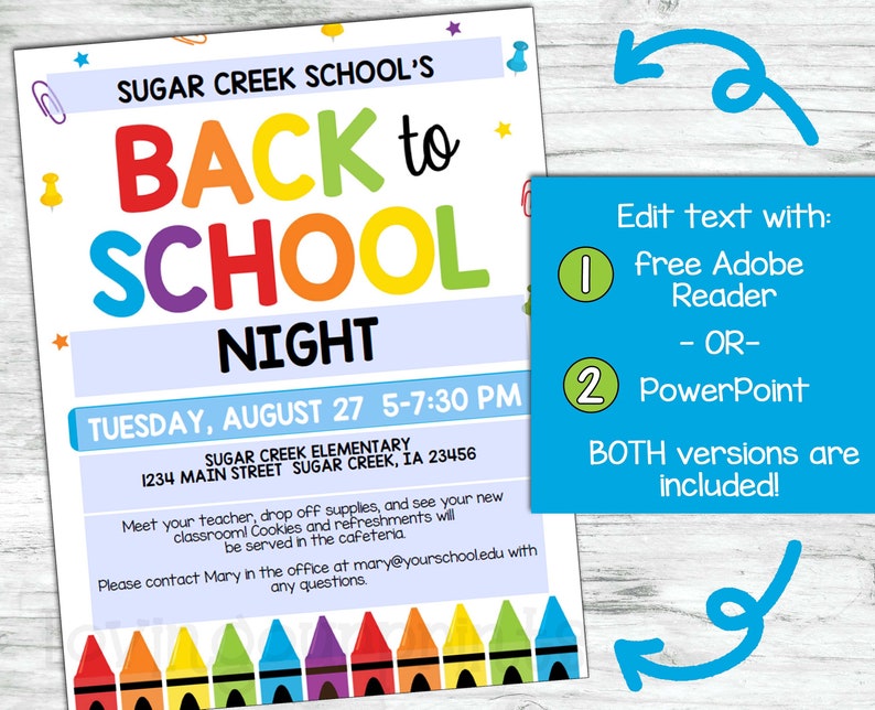 Back to School Night Flyer, Editable Back to School Night Template ...
