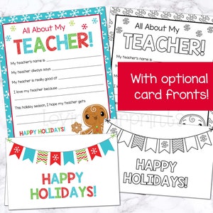 Teacher Holiday Gifts, All About My Teacher Christmas, Teacher Holiday ...