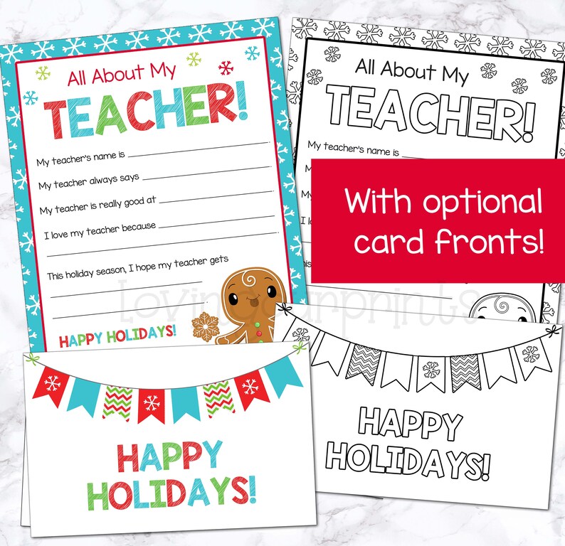 Teacher Holiday Gifts, All About My Teacher Christmas, Teacher Holiday ...