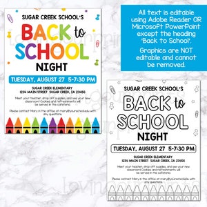 Back to School Night Flyer, Editable Back to School Night Template ...