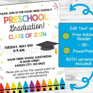 Preschool Graduation, Editable Preschool Graduation Invitation ...