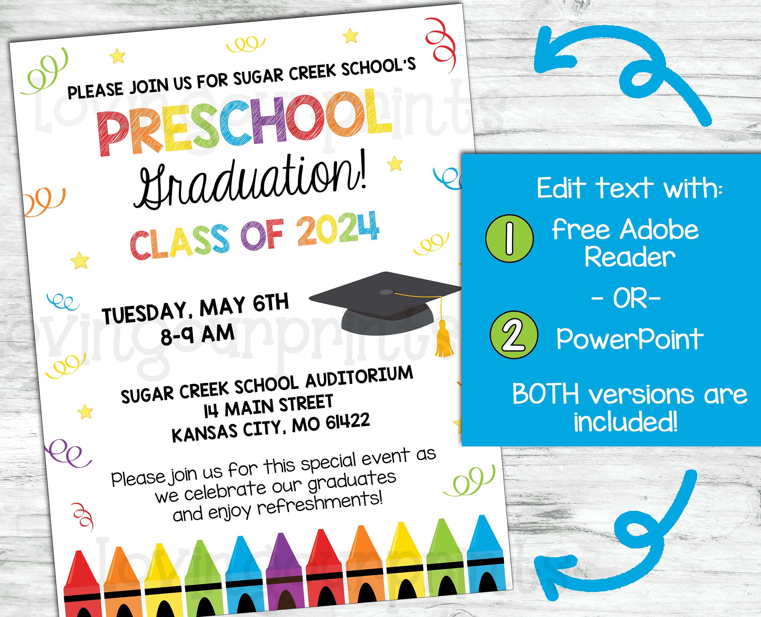 Preschool Graduation, Editable Preschool Graduation Invitation ...