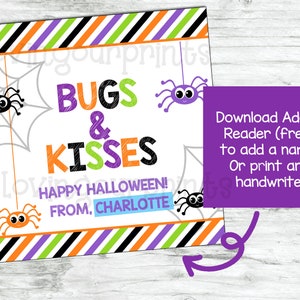 Editable Bugs and Kisses Tags, Bugs and Kisses Halloween Tags, Bugs and ...
