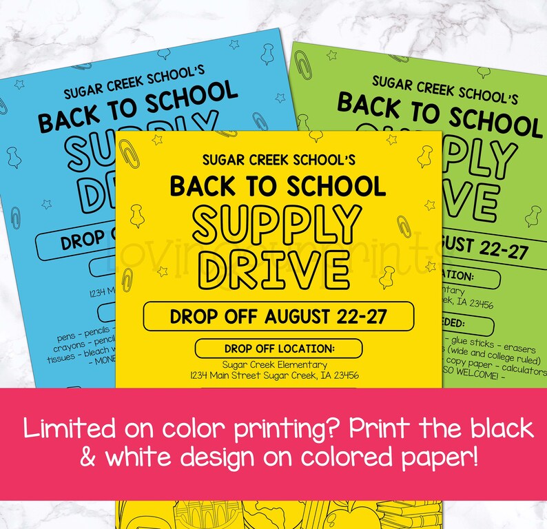 Editable School Supply Drive Template, School Supply Drive Flyer, Back ...