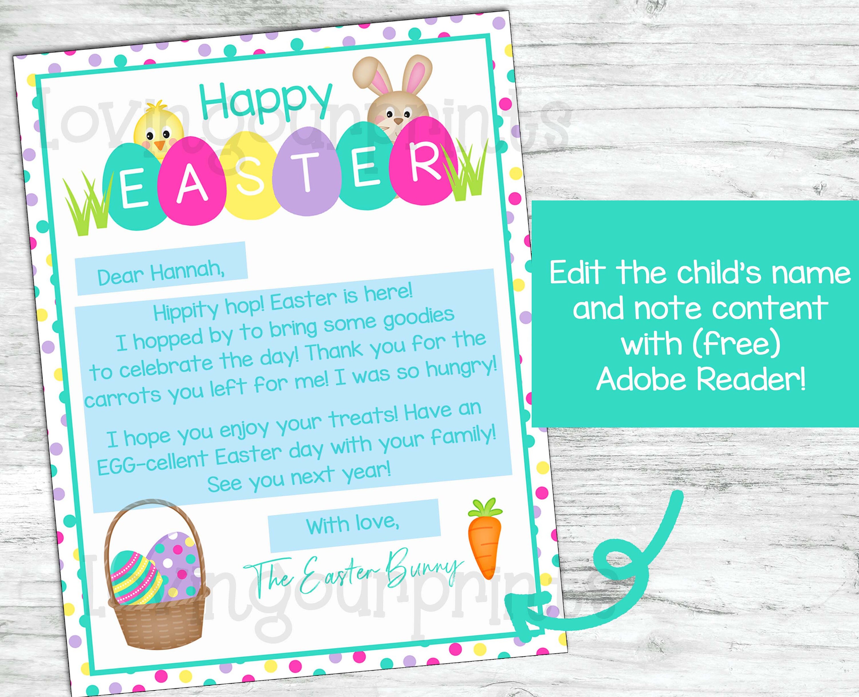 Editable Easter Bunny Letter Easter Bunny Letter Easter - Etsy
