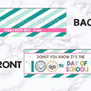 100th Day Treat Bag Toppers, 100 Day Treat Bags, Editable Treat Bag ...