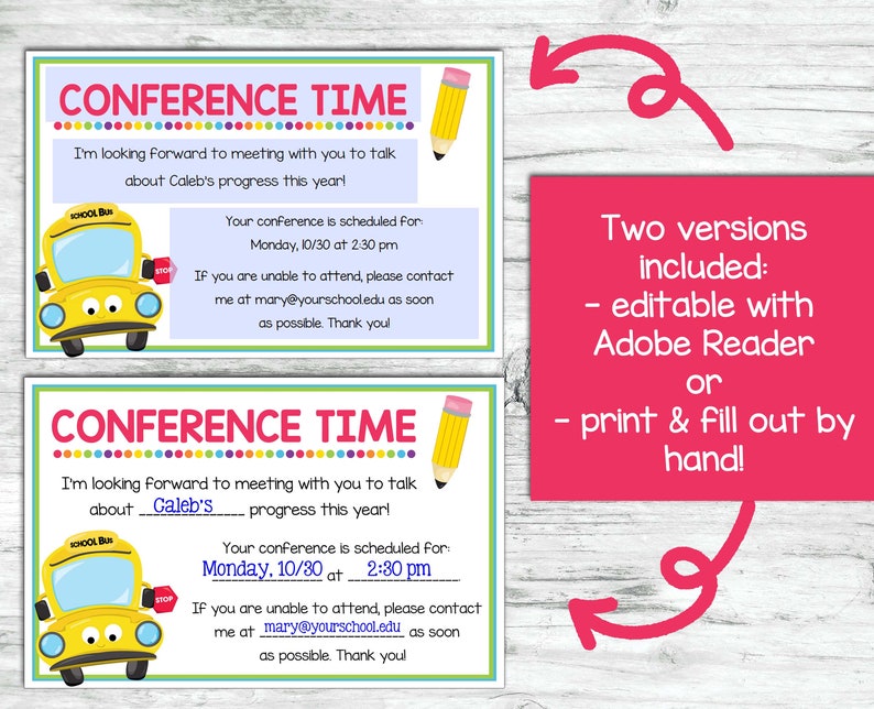 Parent Teacher Conference Forms, Parent Teacher Conference Editable ...