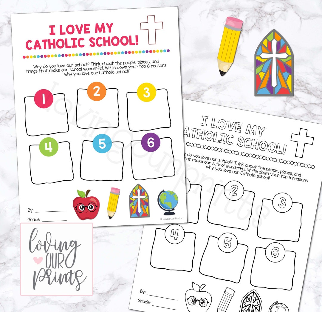 I Love My Catholic School Worksheet, Catholic Schools Week Printable ...