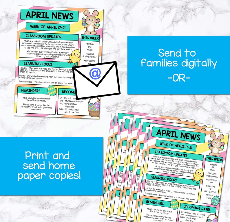 Editable April Newsletter Template, Preschool News Letter, Preschool ...