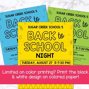 Back to School Night Flyer, Editable Back to School Night Template ...