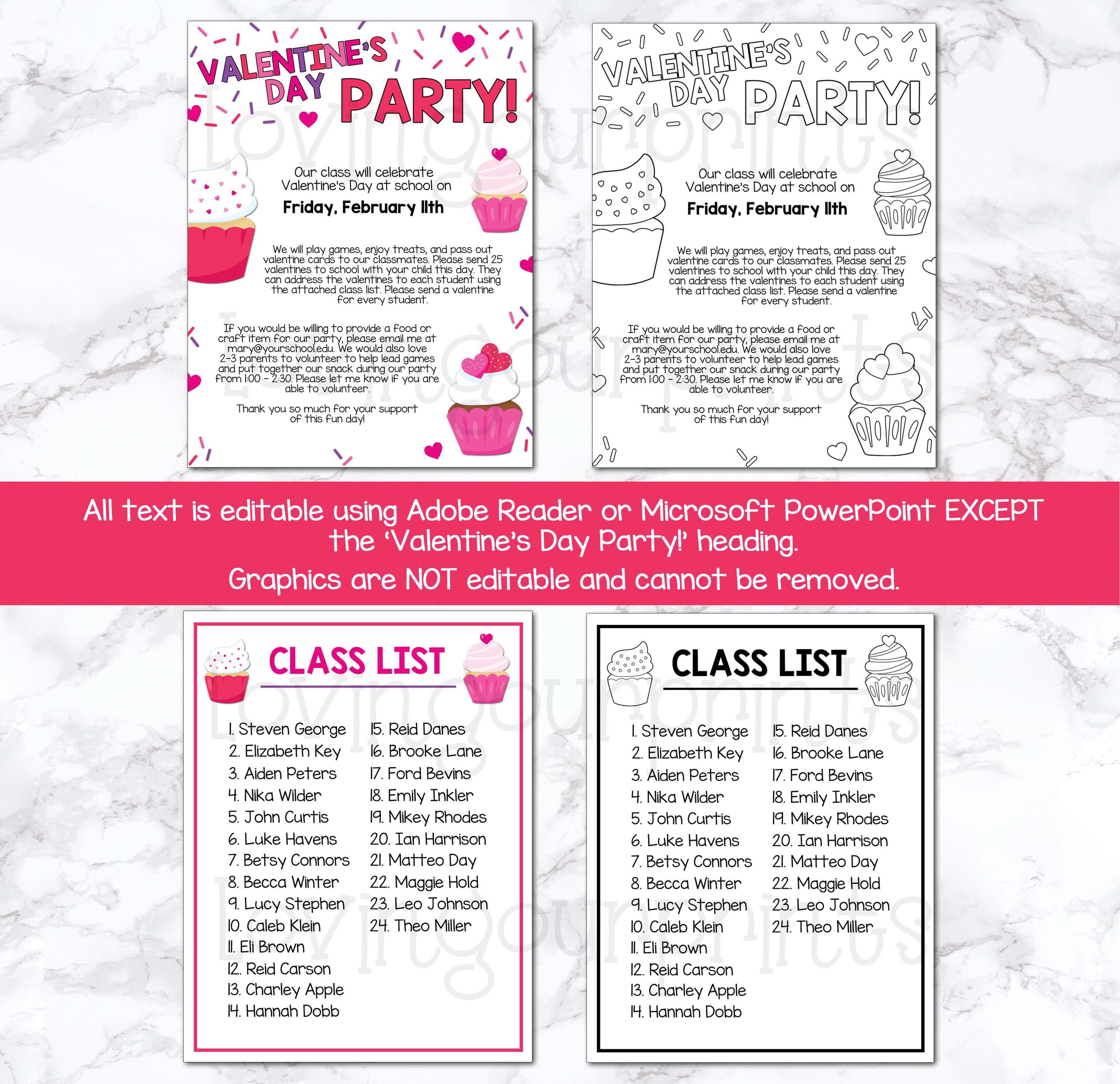Editable Valentines Day Flyer, Valentines Day Class Party Flyer ...