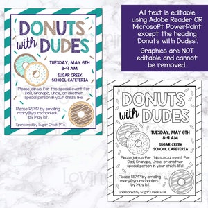 Donuts With Dudes, Editable Donuts With Dudes Invitation, Donuts With ...