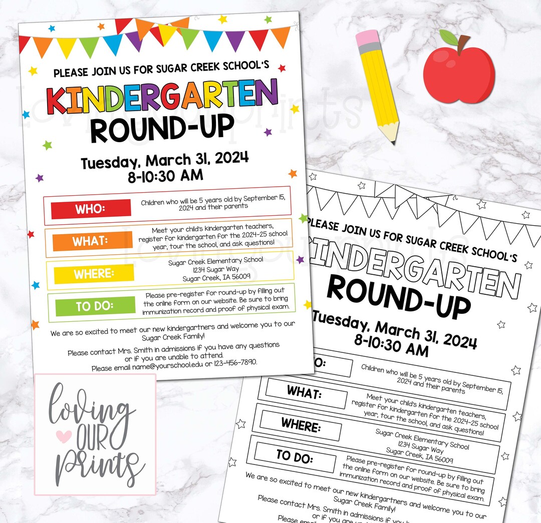 Kindergarten Round up Flyer, Kindergarten Roundup, Kindergarten Round ...