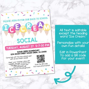 Back to School Ice Cream Social Flyer, Ice Cream Social, Editable Ice ...