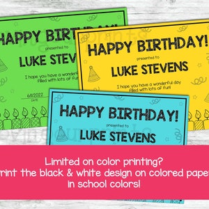 Editable Birthday Certificate, Birthday Certificate Classroom, Student ...