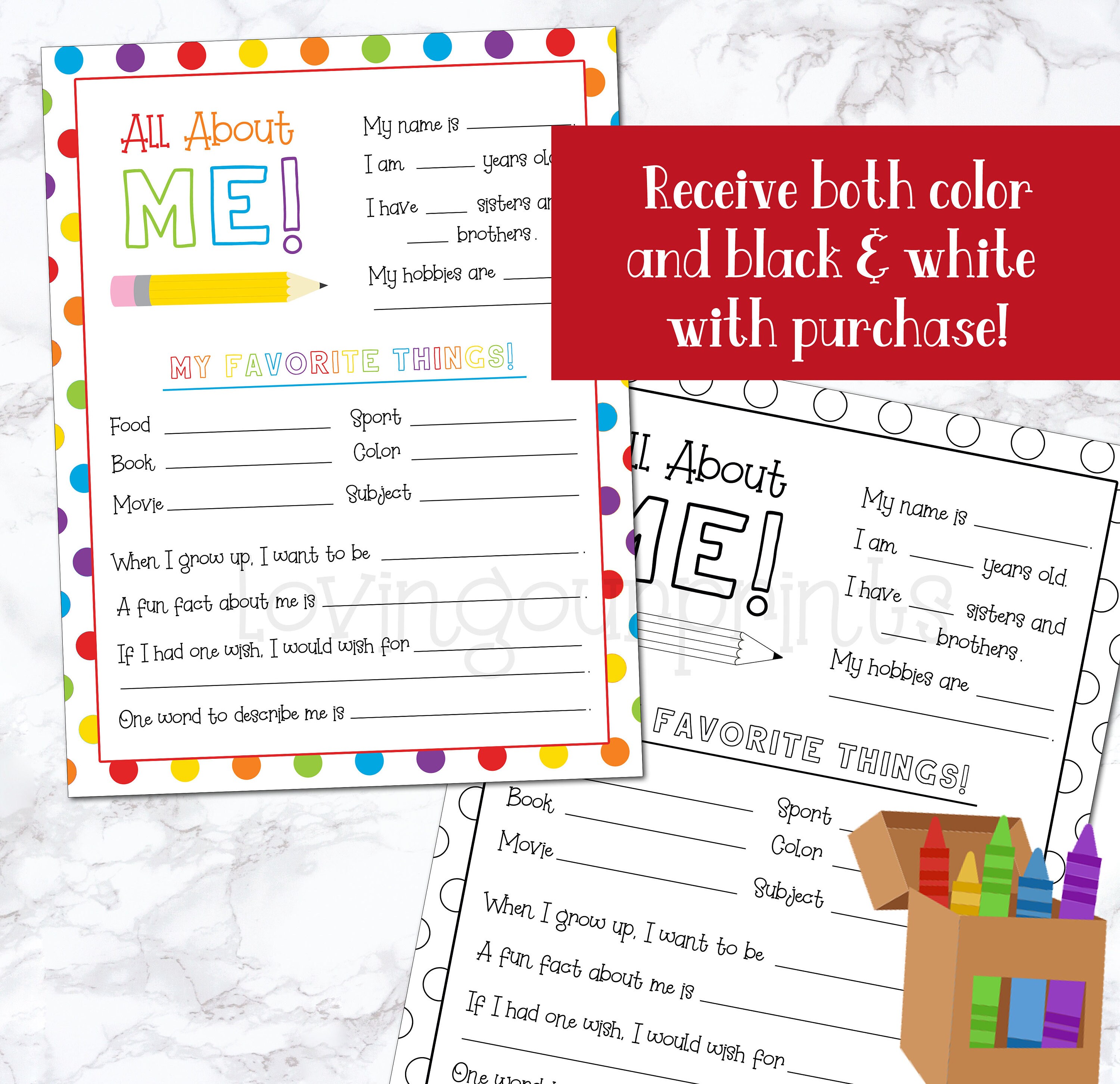 Back to School Printable All About Me Printable First Day of - Etsy
