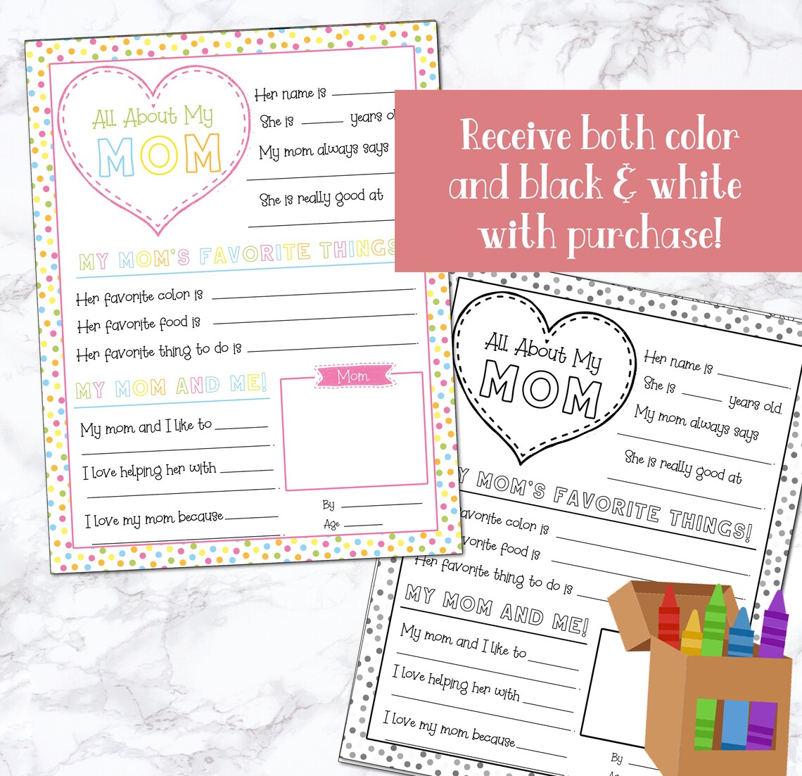 Mothers Day Fill In Mothers Day Gift Mothers Day Printable - Etsy