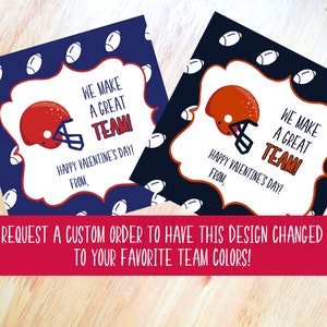 Football Valentine Card Printable Valentine Classroom - Etsy