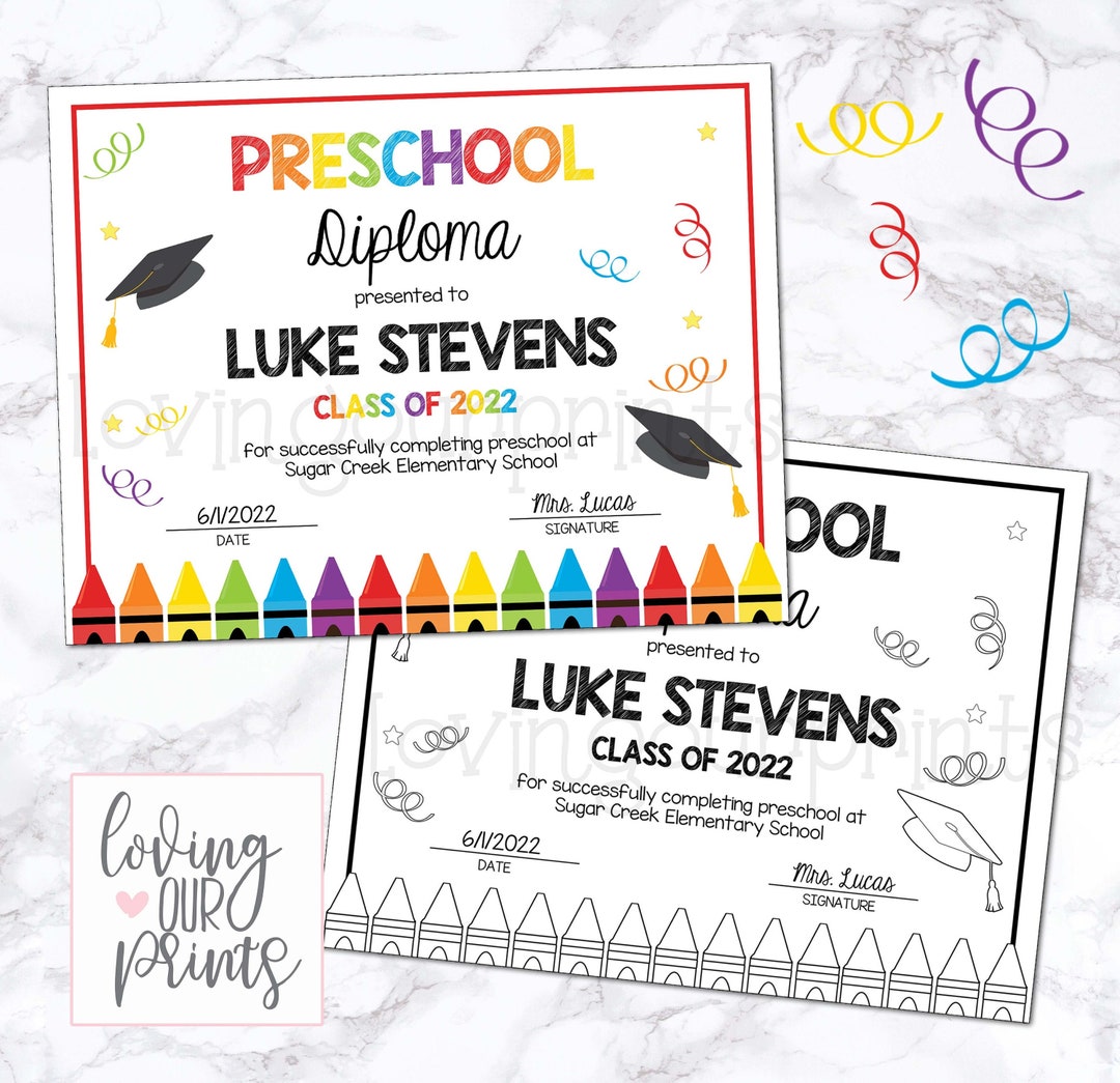 Preschool Graduation Certificate, Preschool Graduation Diploma ...