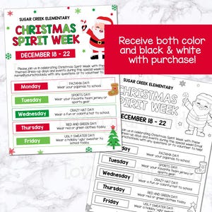 Christmas Spirit Week Template, Christmas Spirit Week Flyer, Christmas ...