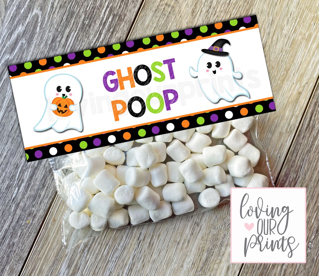 Editable Halloween Tags for Kids, Ghost Poop Tag, Halloween Treat Bag ...