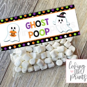 Editable Halloween Tags for Kids, Ghost Poop Tag, Halloween Treat Bag ...