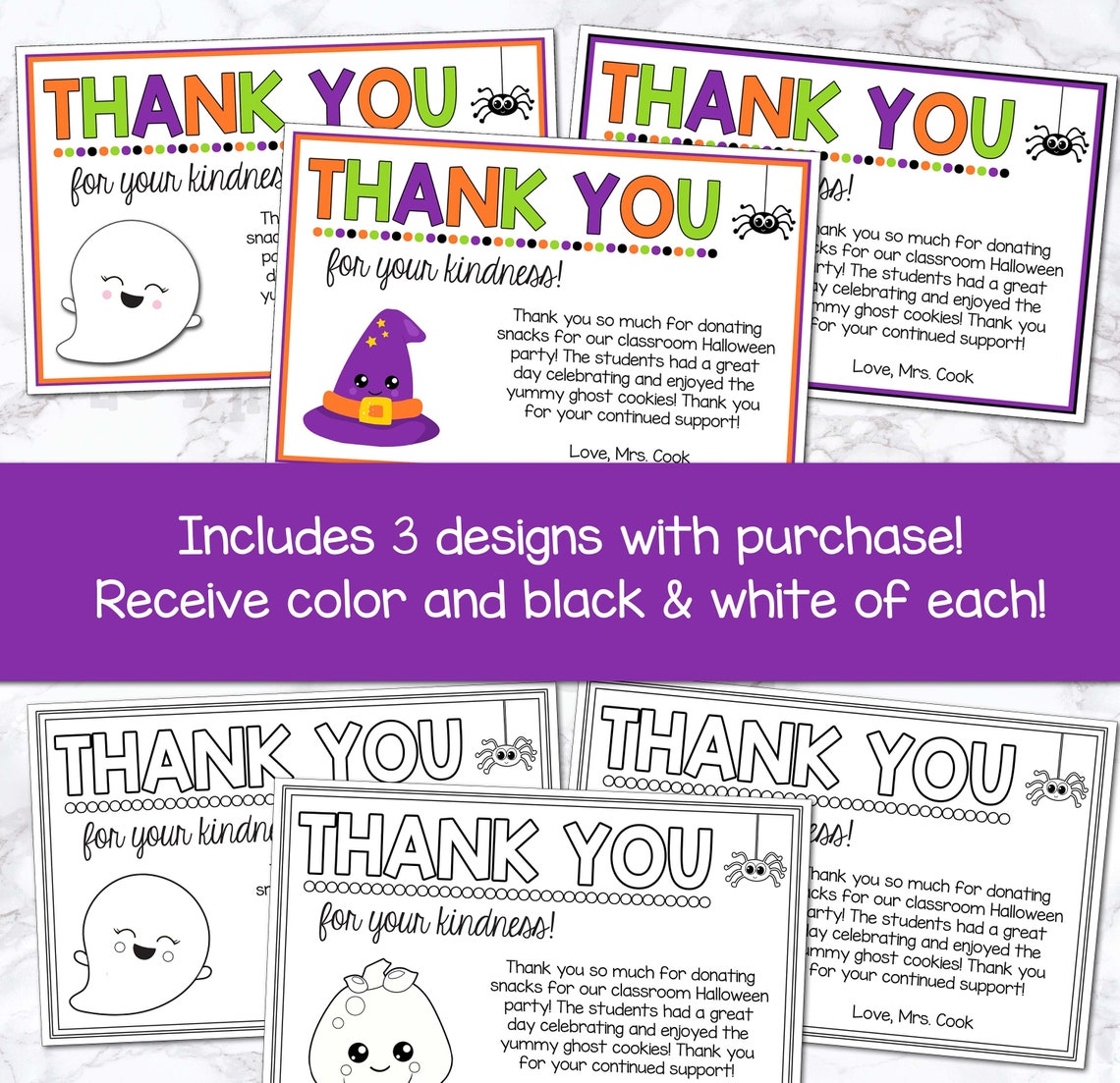 Editable Halloween Thank You Cards, Halloween Thank You Notes ...