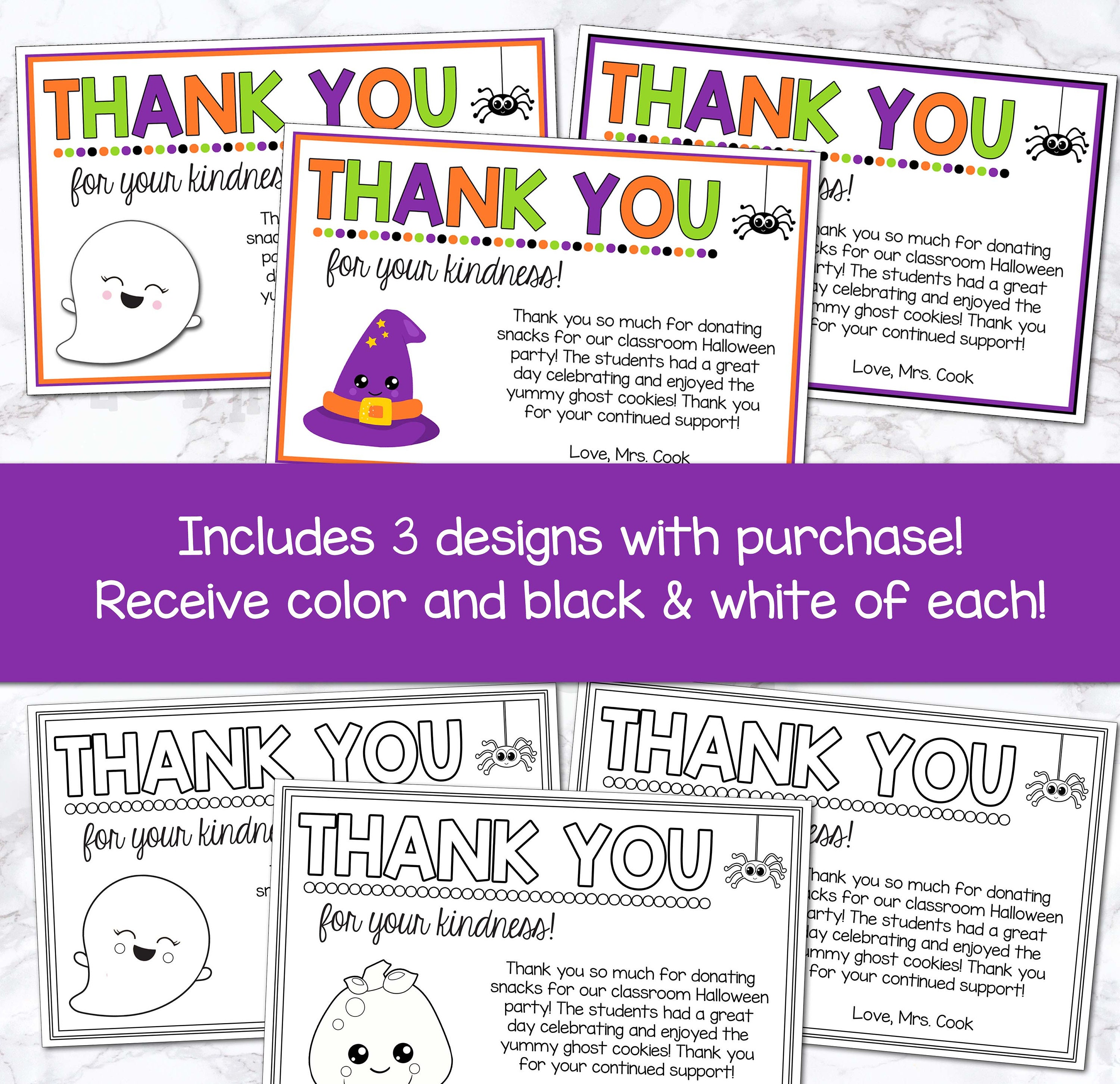 Editable Halloween Thank You Cards, Halloween Thank You Notes ...