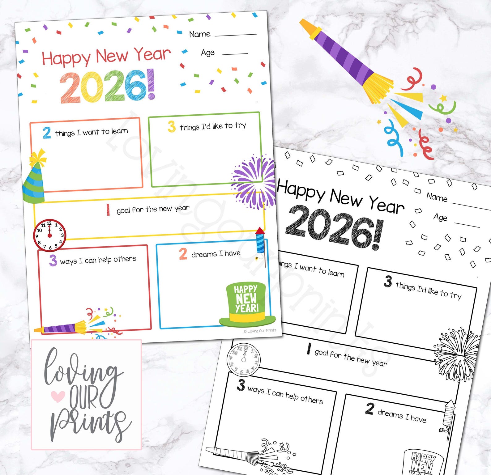 New Years Resolution Worksheet, New Year Goals for Kids, New Years ...