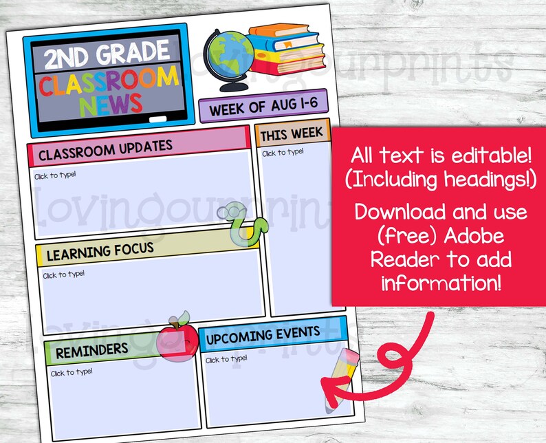 Teacher Newsletter Template Editable Teacher Newsletter - Etsy