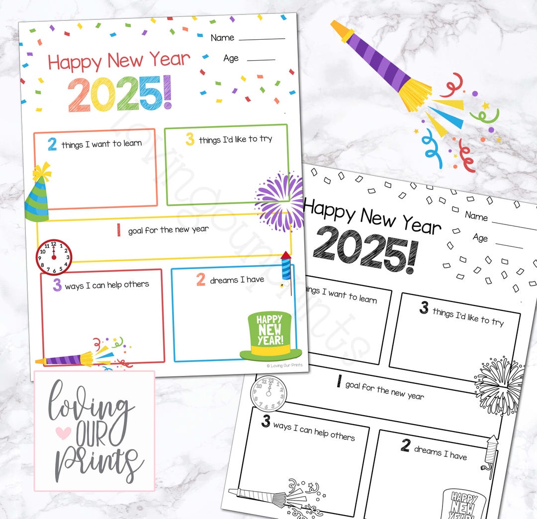 New Years Resolution Worksheet, New Year Goals for Kids, New Years ...
