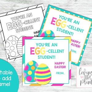 Eggcellent Easter, Editable Easter Tags, Egg-cellent, Editable Easter ...