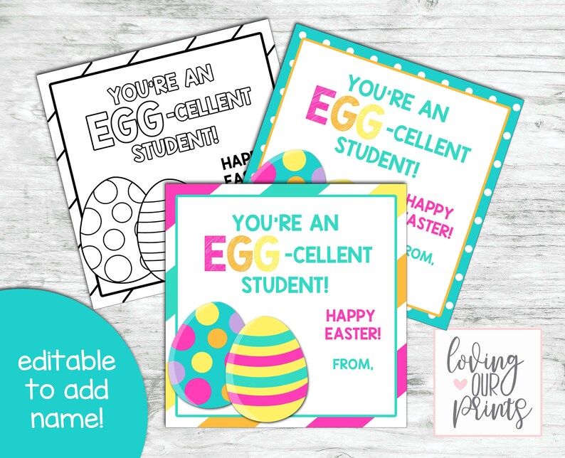 Eggcellent Easter Editable Easter Tags Egg-cellent Editable - Etsy
